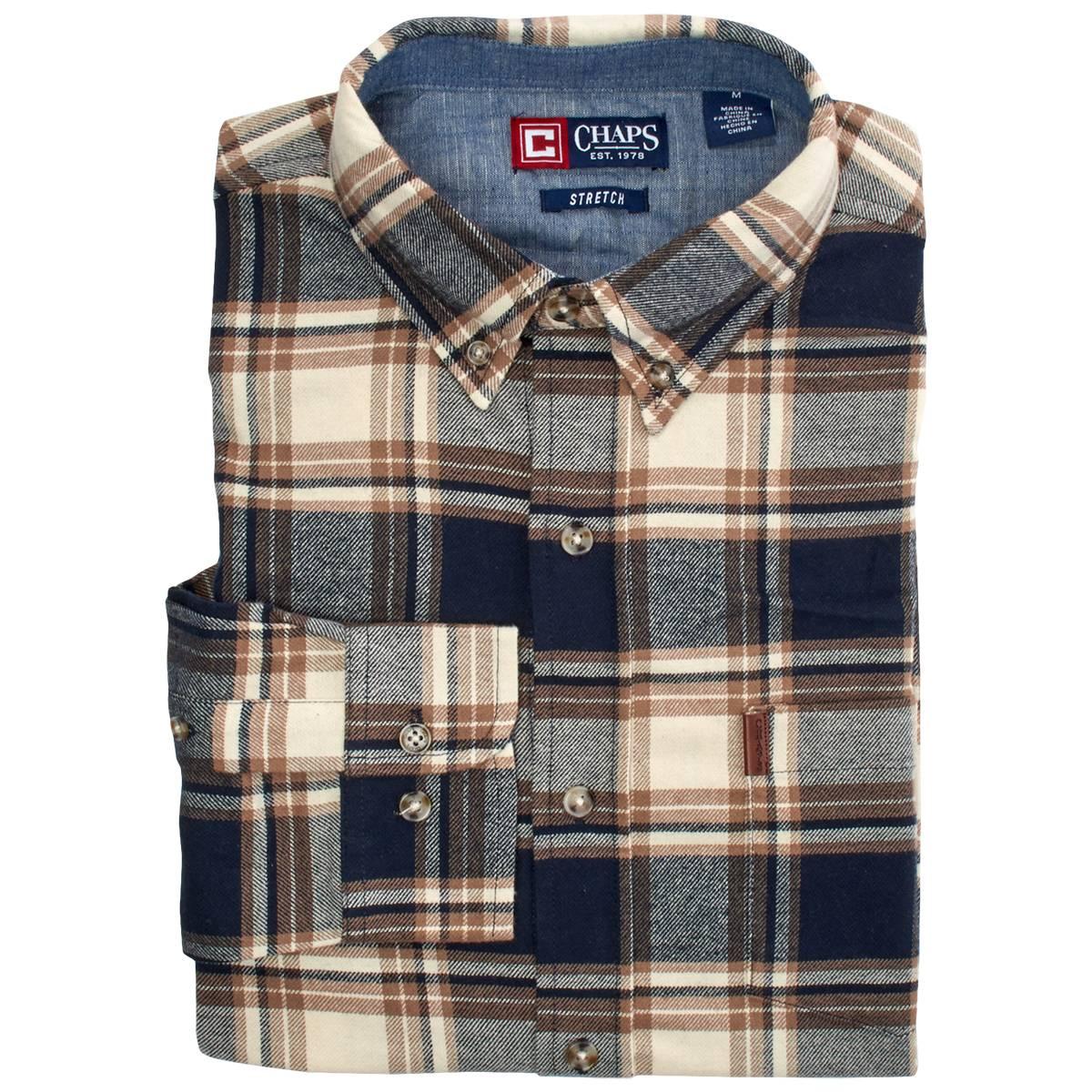 Click here for Mens Chaps Long Sleeve Stretch Flannel Shirt - New... prices