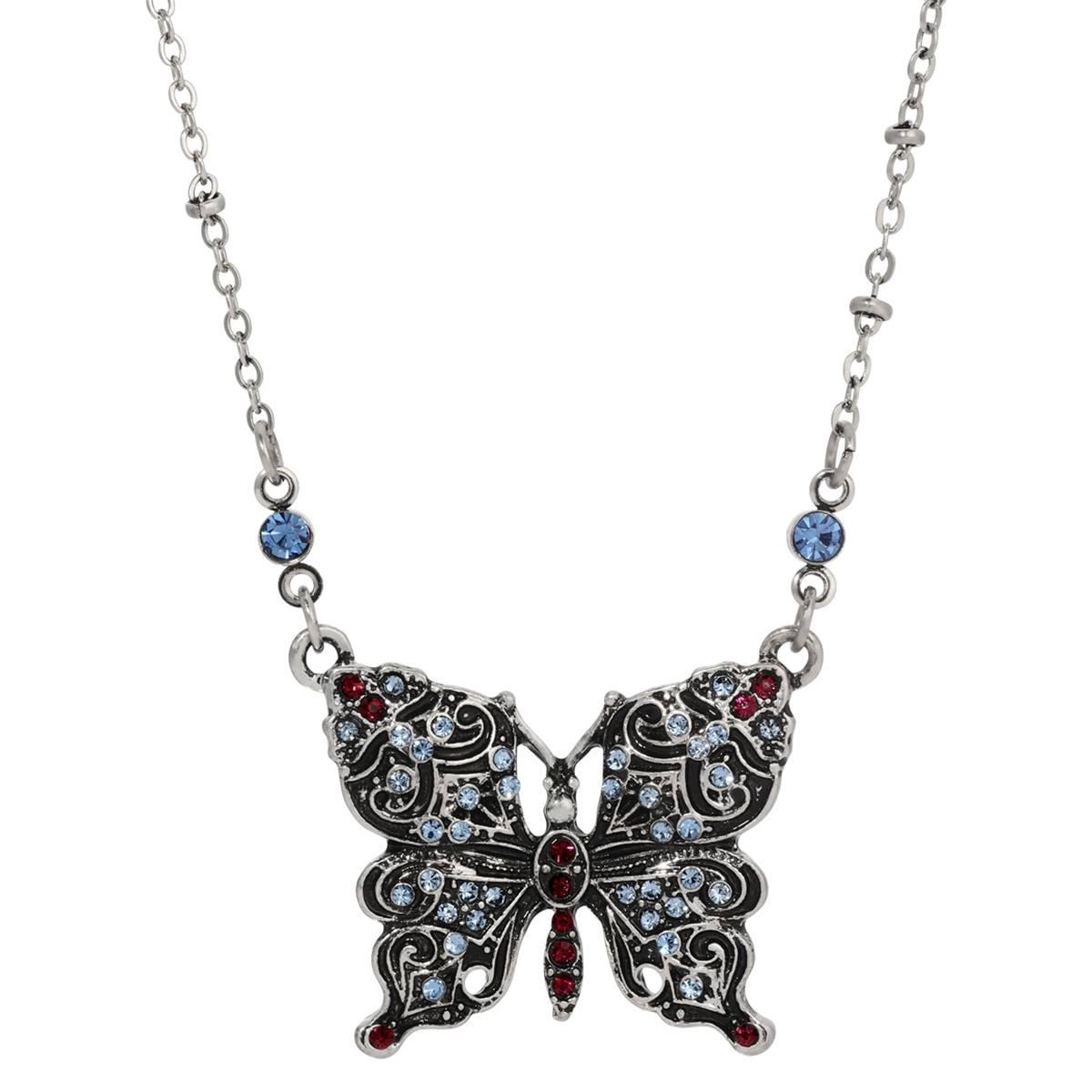 Click here for 1928 Antiqued Silver-Tone Purple & Blue Butterfly... prices