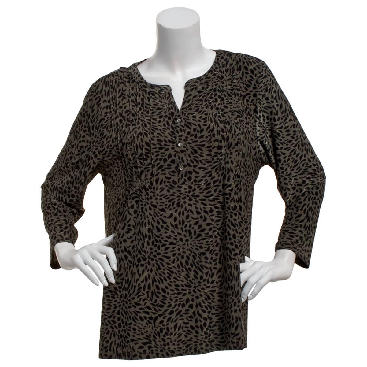 Click here for Plus Size Napa Valley 3/4 Sleeve Abstract Pleat Sp... prices