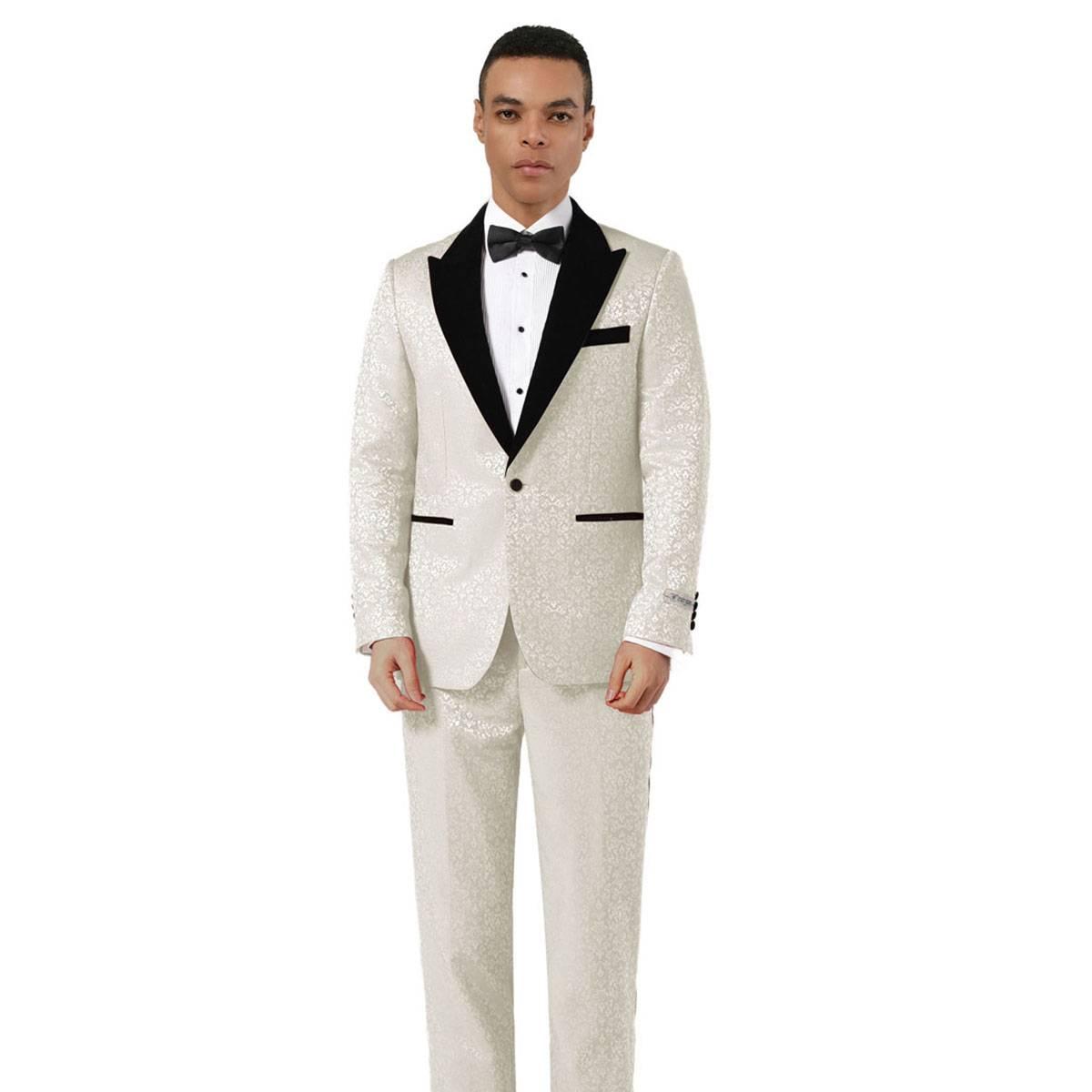 Click here for Mens Stacy Adams 3pc. Paisley Satin Peak Lapel Tux... prices