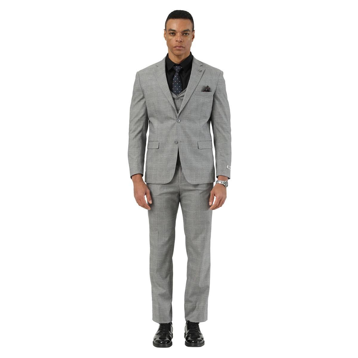 Click here for Mens Stacy Adams Windowpane Plaid Notch Lapel 3pc.... prices