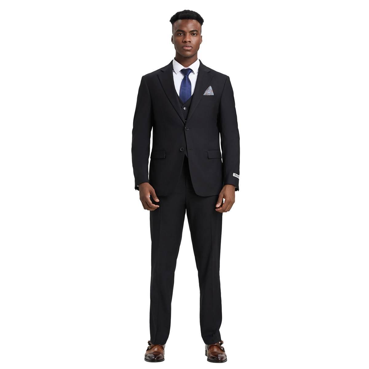 Click here for Mens Stacy Adams Hybrid-Fit 3pc. Notch Lapel Suit prices