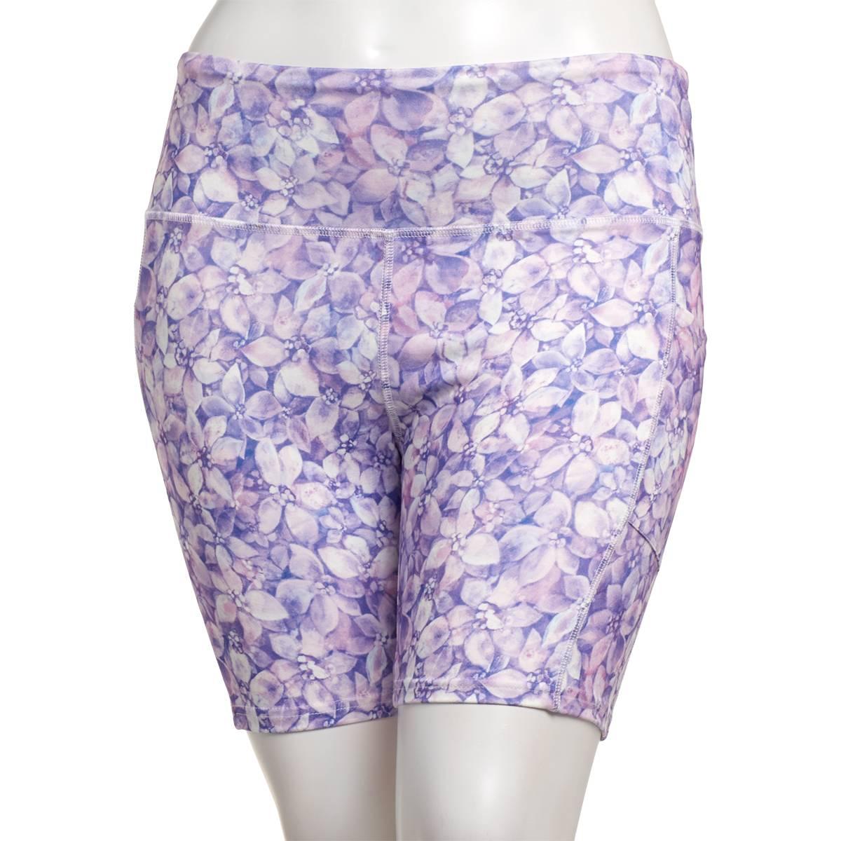 Click here for Womens Starting Point(R) Floral Bike Shorts - Purp... prices
