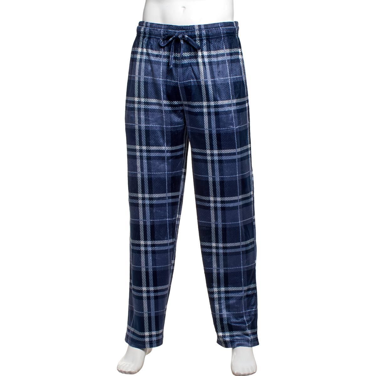 Click here for Mens Preswick & Moore(R) Blue Plaid Silk Fleece Pa... prices