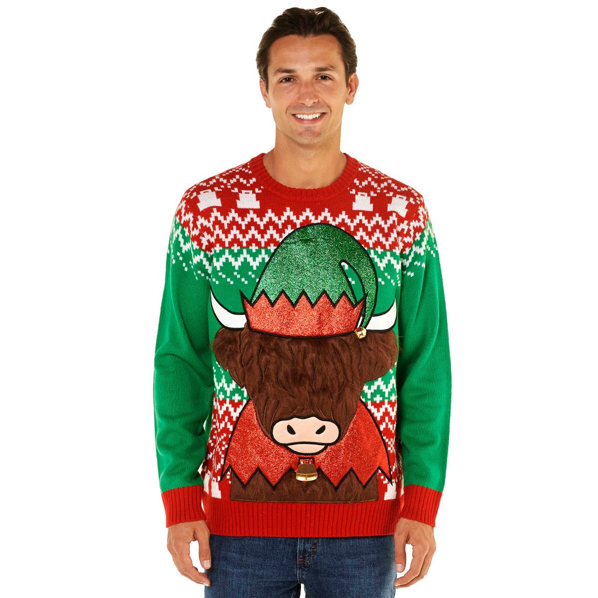 Click here for Mens Holiday Hype Ugly Christmas Highland Elf Cow... prices