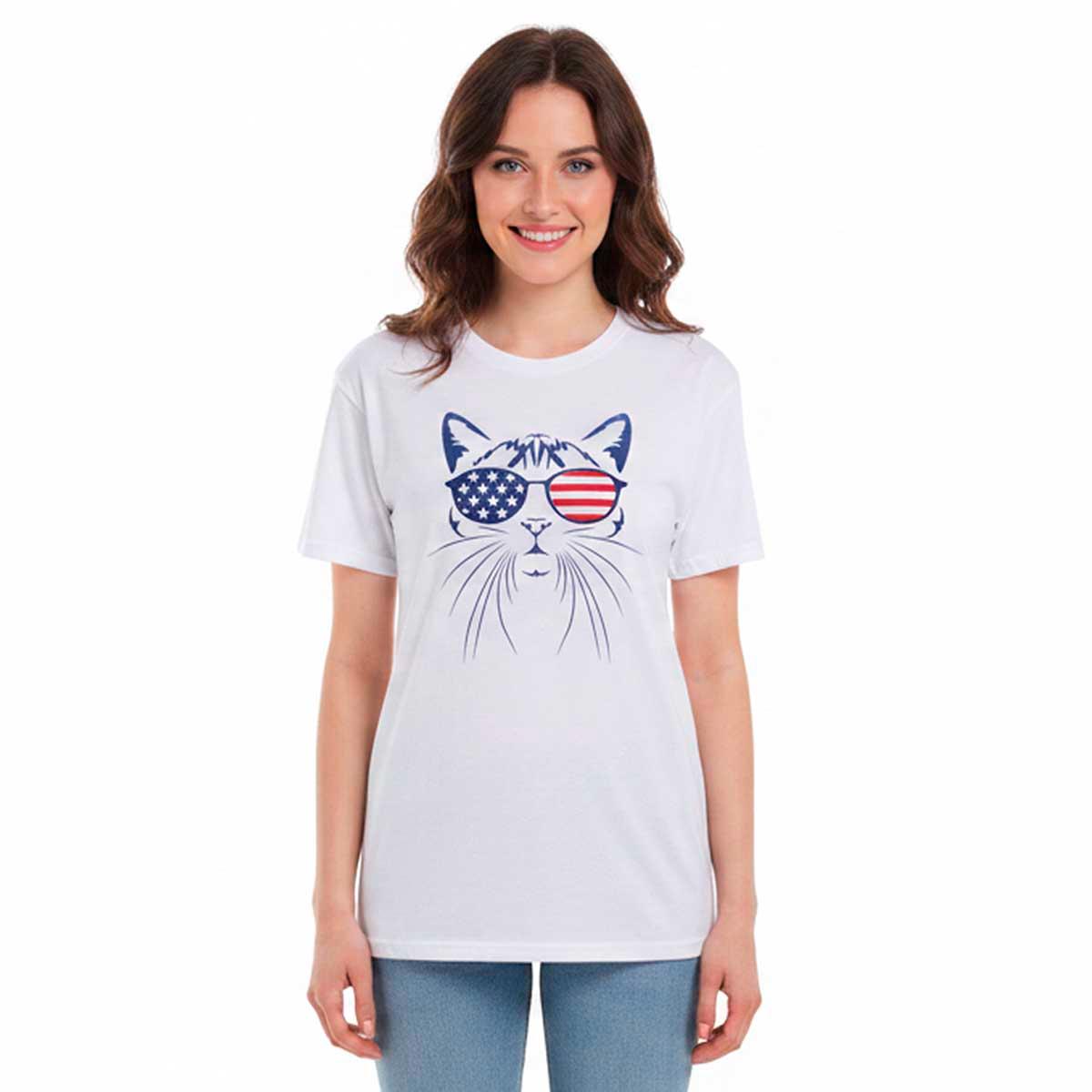 Click here for Womens JERZEES Short Sleeve Flag Sunglasses Cat Gr... prices
