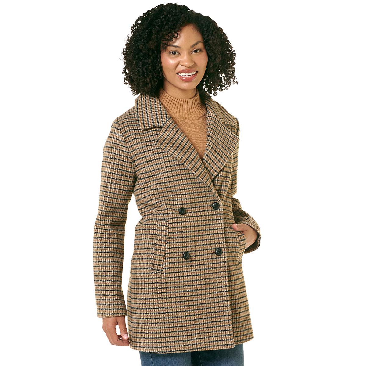 Click here for Womens Steve Madden Plaid Double Breasted Faux Woo... prices