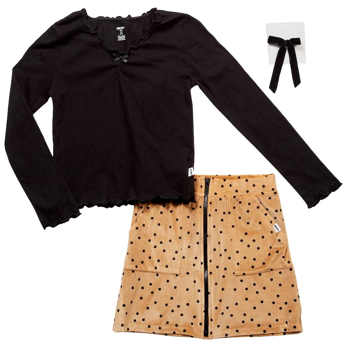 Click here for Girls (7-16) DKNY Long Sleeve Top w/ Polka Dot Ski... prices