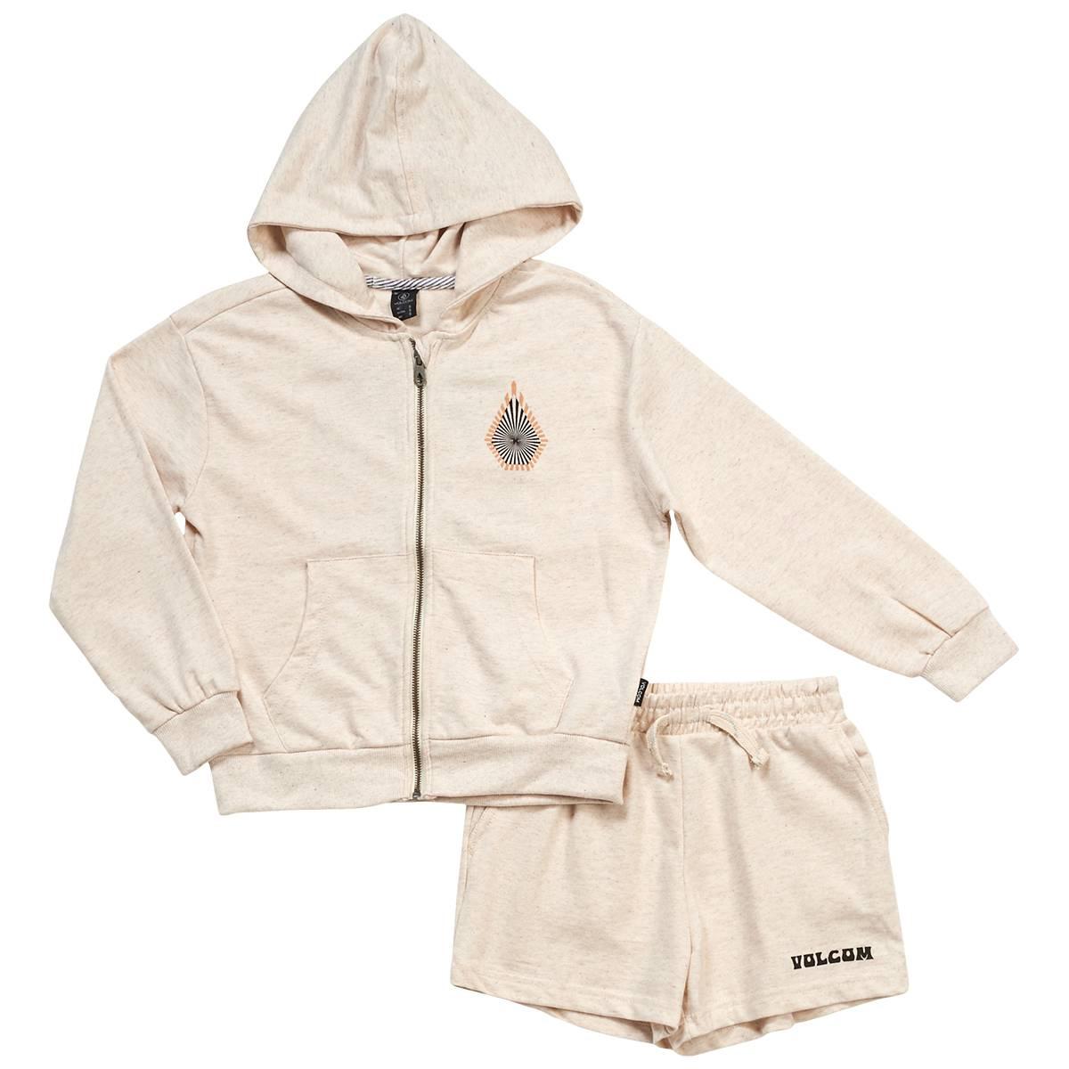 Click here for Girls (7-12) Volcom Zip Hoodie & Shorts Set - Bone prices
