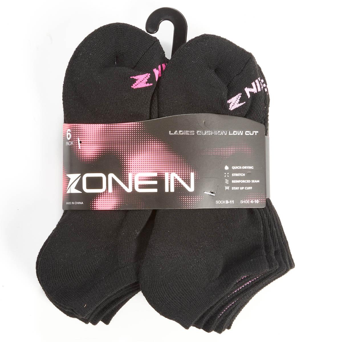 Click here for Womens Zone In 6pk. Cushion Low Cut Black Socks prices