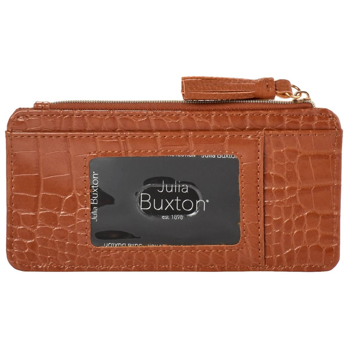 Click here for Womens Julia Buxton Slim Card Case - Camel Croco prices