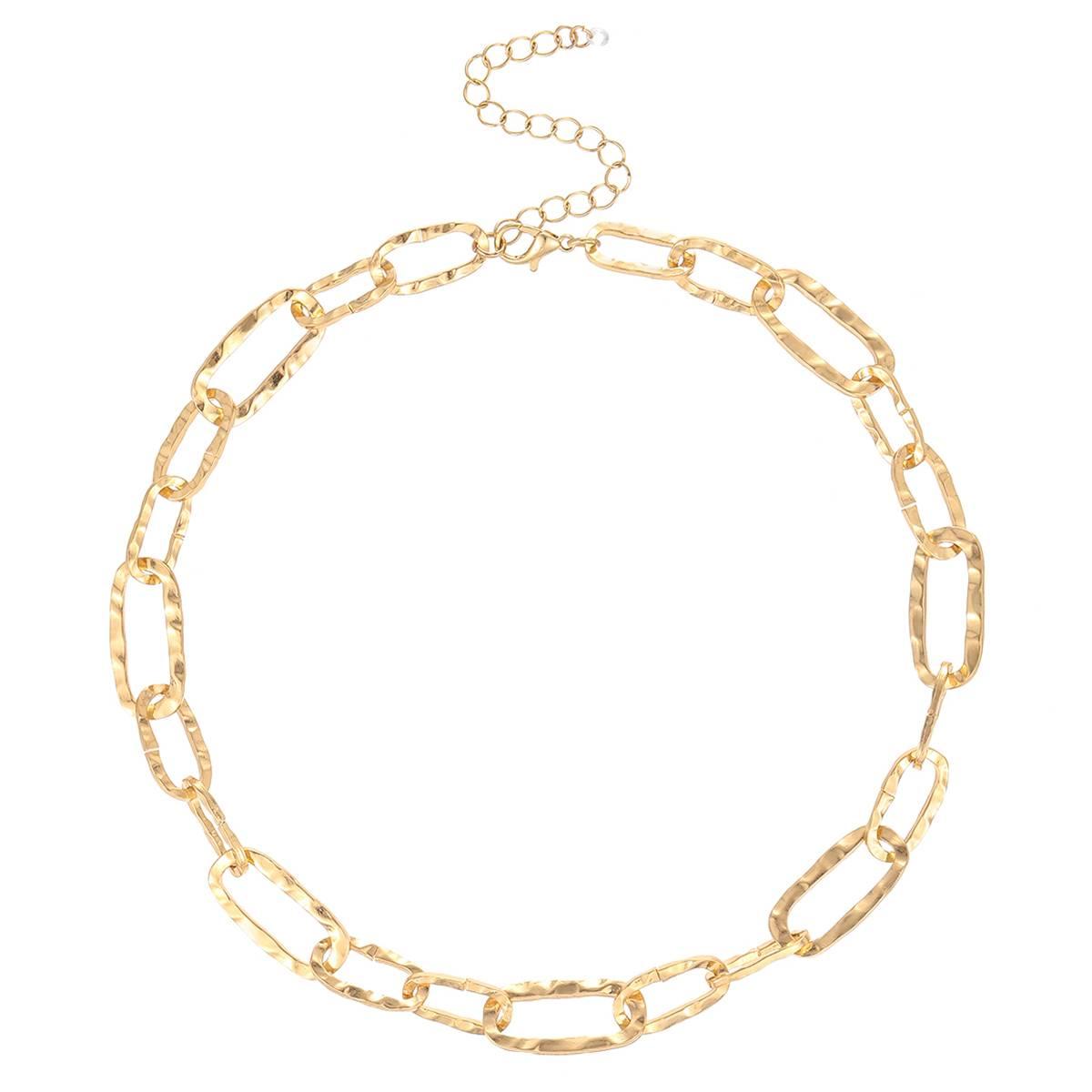 Click here for Design Collection Gold-Tone Hammered Link Chain Ne... prices