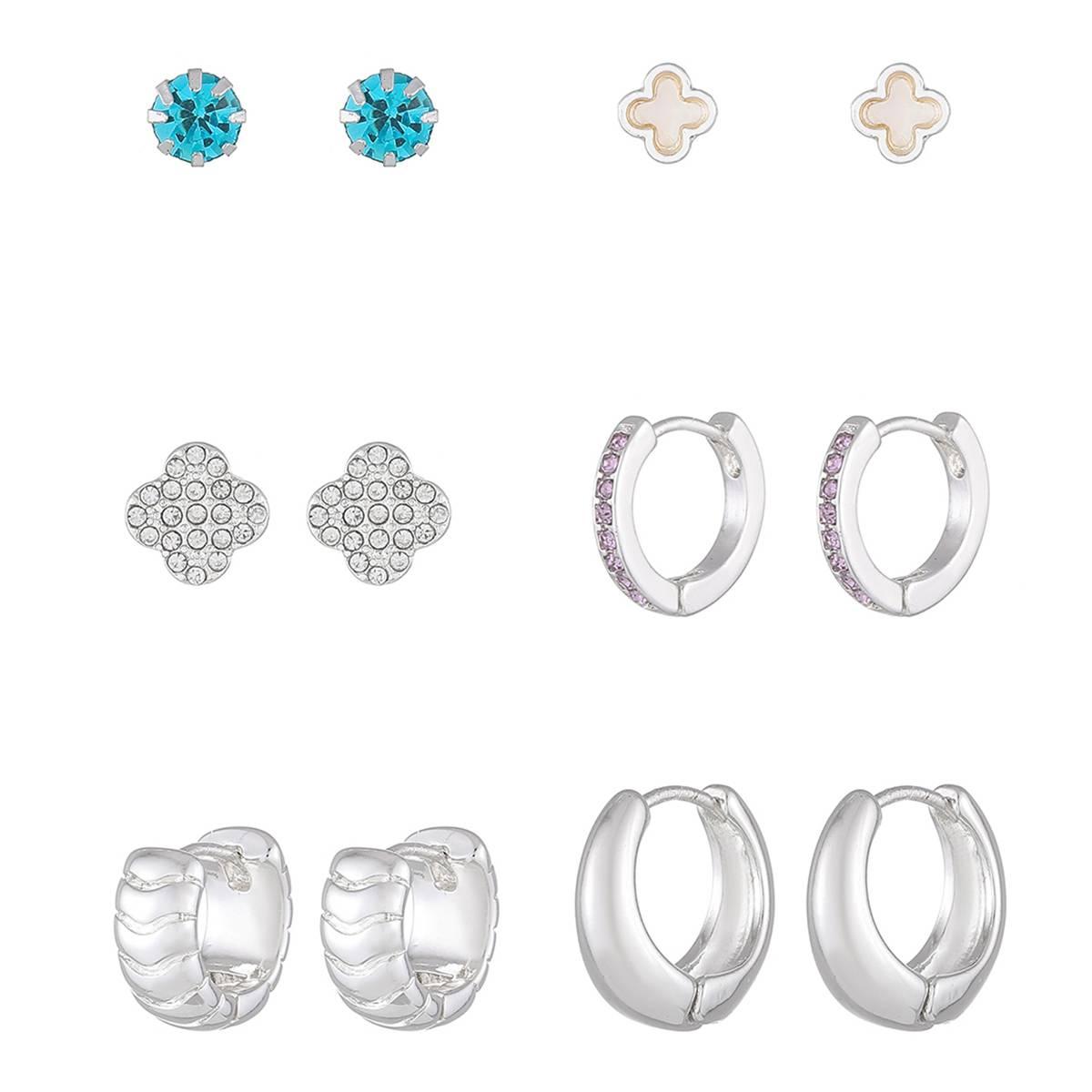 Click here for Design Collection 6pr. Silver-Tone Blue Stone Earr... prices