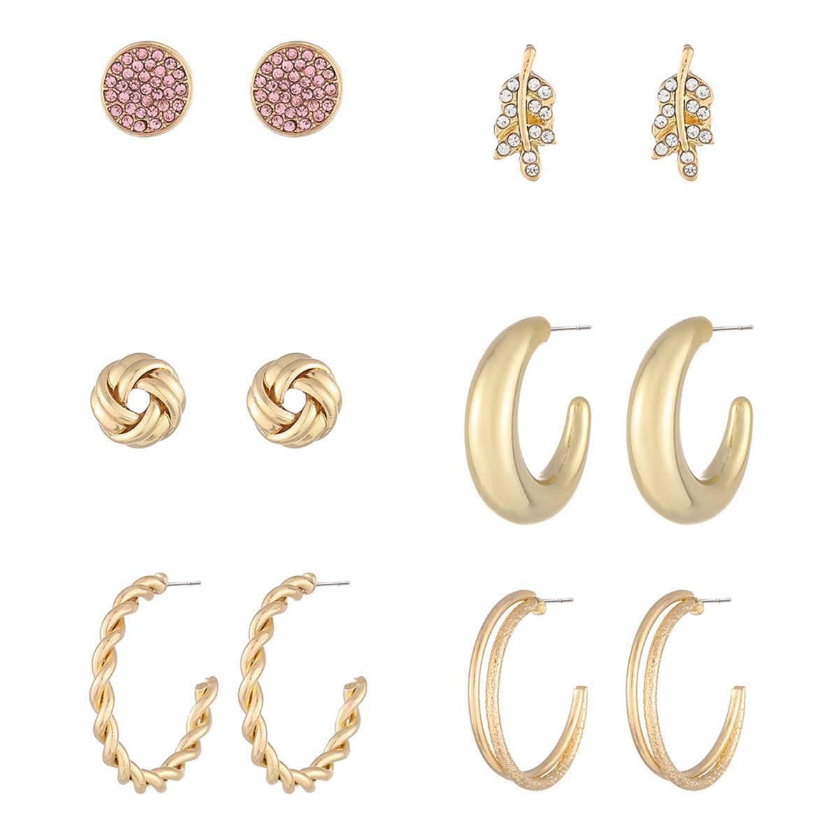 Click here for Design Collection 6pr. Gold-Tone Pink Stud & Hoop... prices