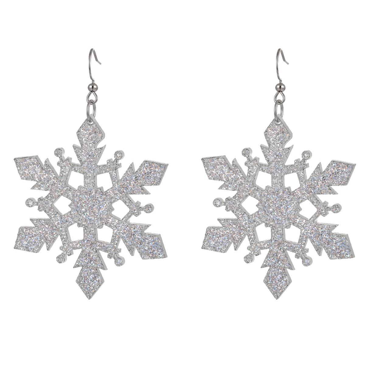 Click here for Silver Glitter Acrylic Snowflake Drop Earrings prices
