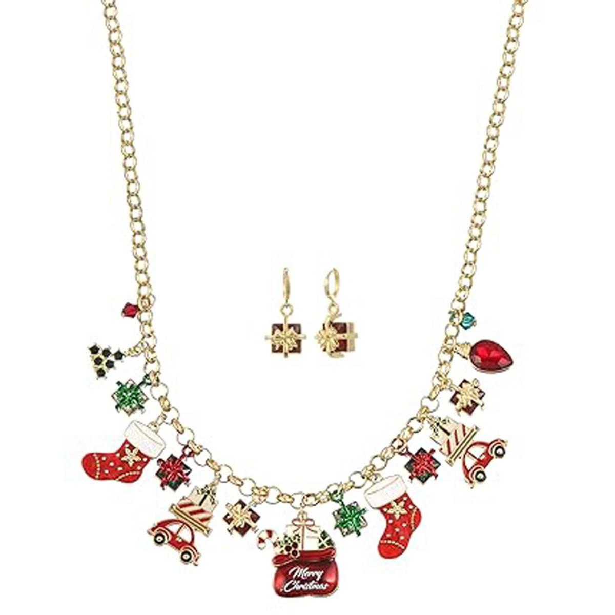 Click here for Holiday Inspired Charm Necklace & Earrings Set prices
