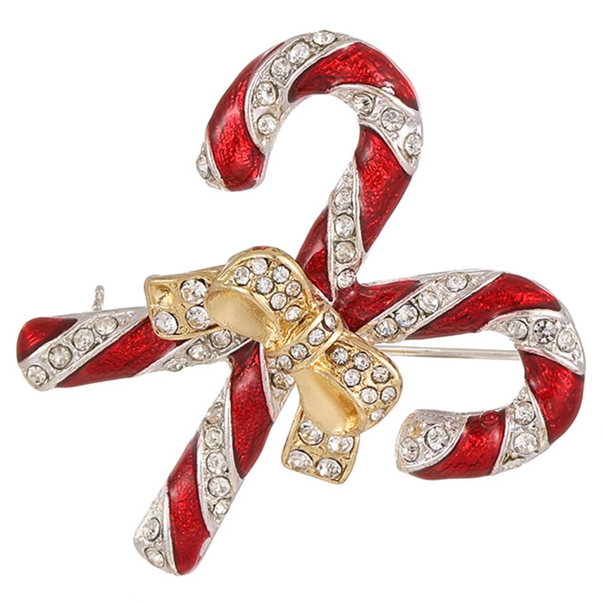 Click here for Double Candy Cane Pin with Bow & Stones prices