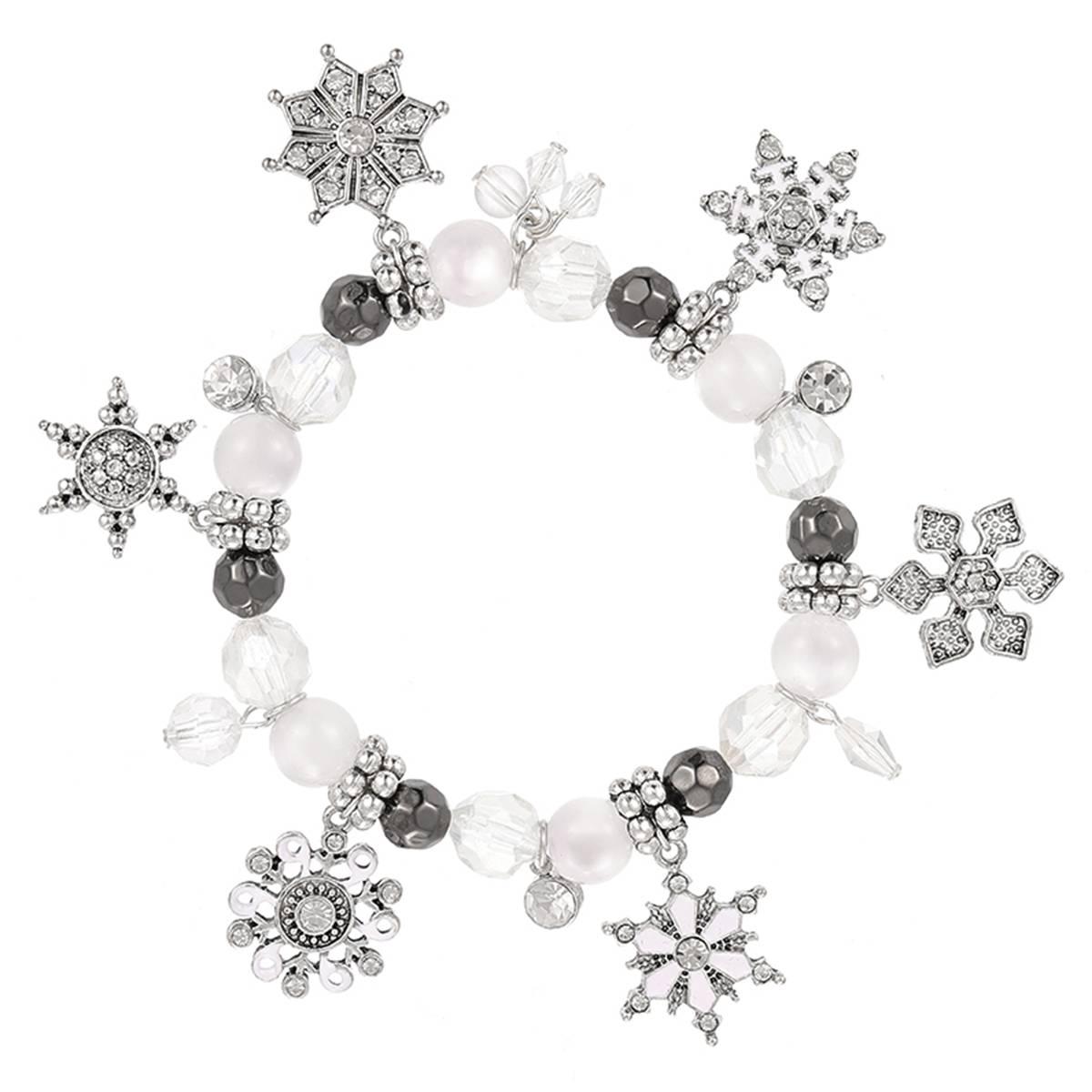 Click here for Silver-Tone Snowflake Charm Stretch Bracelet prices
