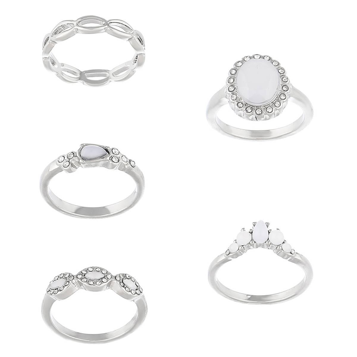 Click here for Ashley 5pc. Silver-Tone Ring Set prices