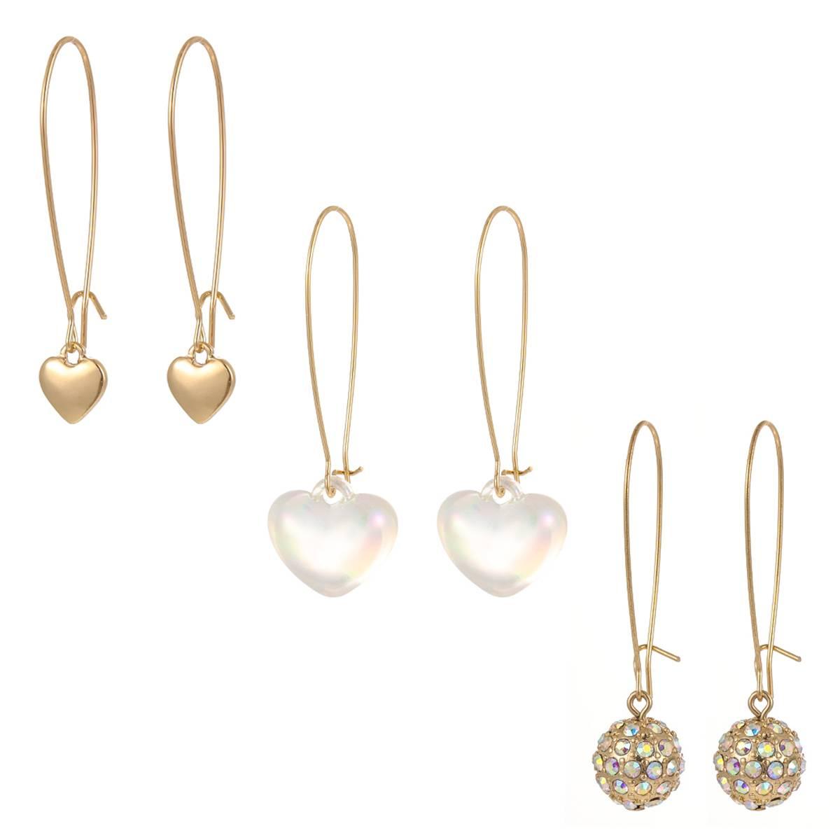 Click here for Ashley Gold-Tone Heart Crystal Trio Earring Set prices