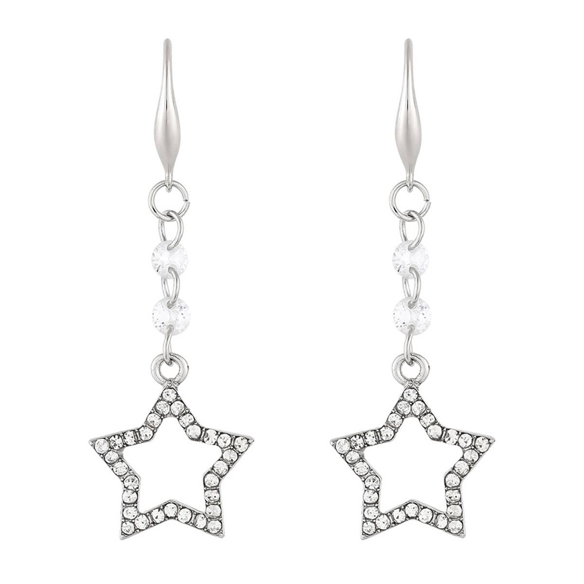 Click here for Ashley Silver-Tone Crystal Star Dangle Earrings prices