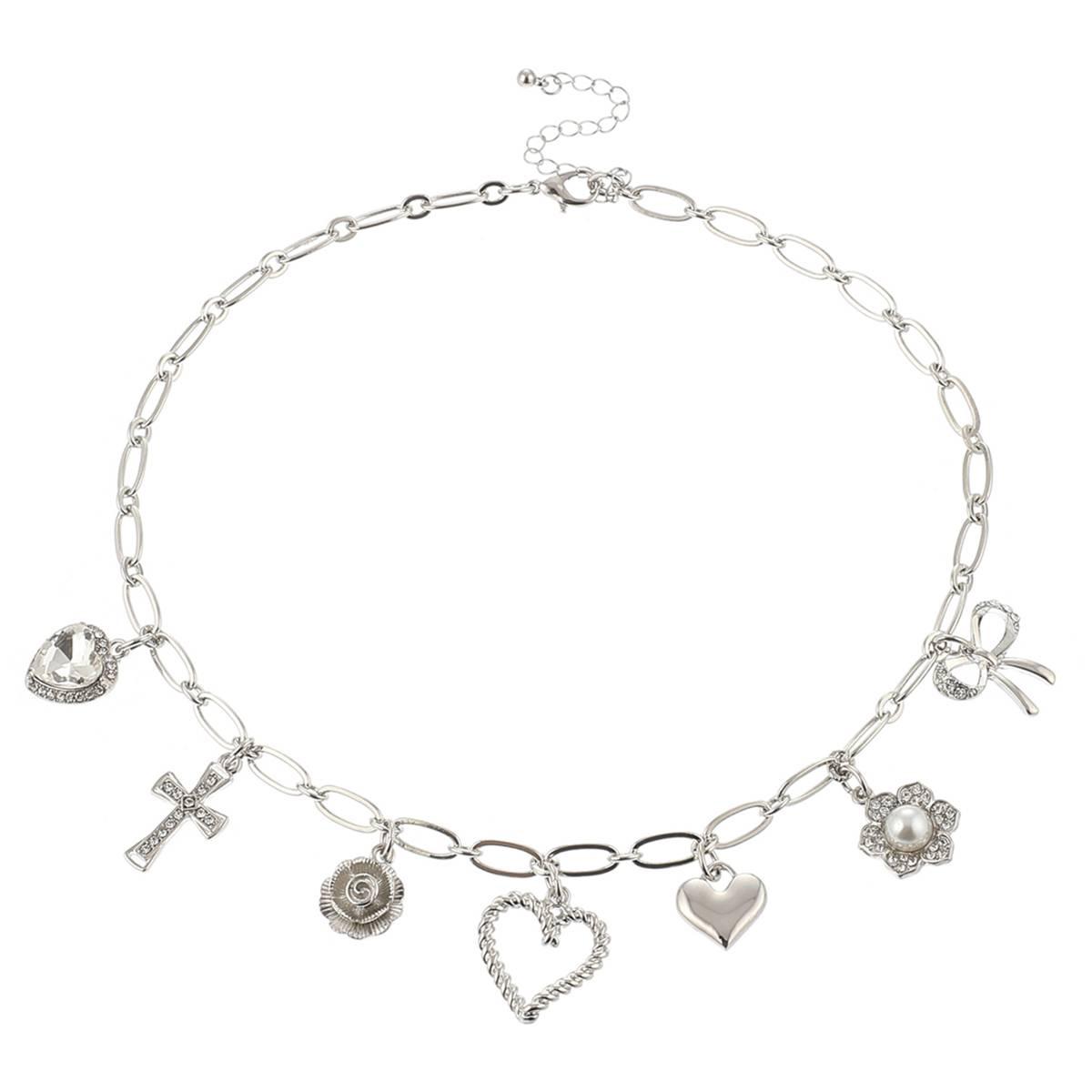 Click here for Ashley Silver-Tone Multi Charm Necklace prices