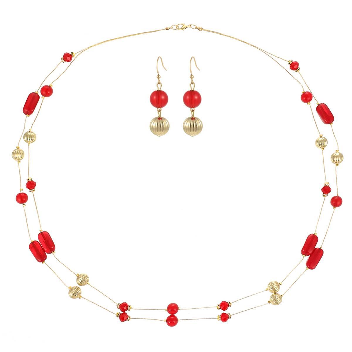 Click here for Ashley Cooper(tm) Layered Multi Red Bead Necklace... prices
