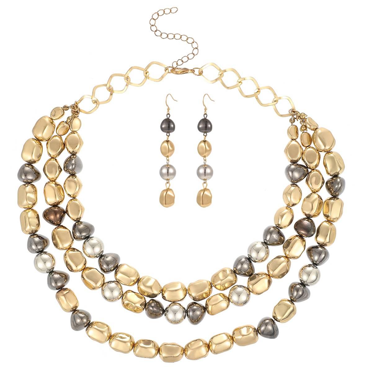 Click here for Ashley Cooper(tm) 3 Row Beaded Necklace & Earring... prices