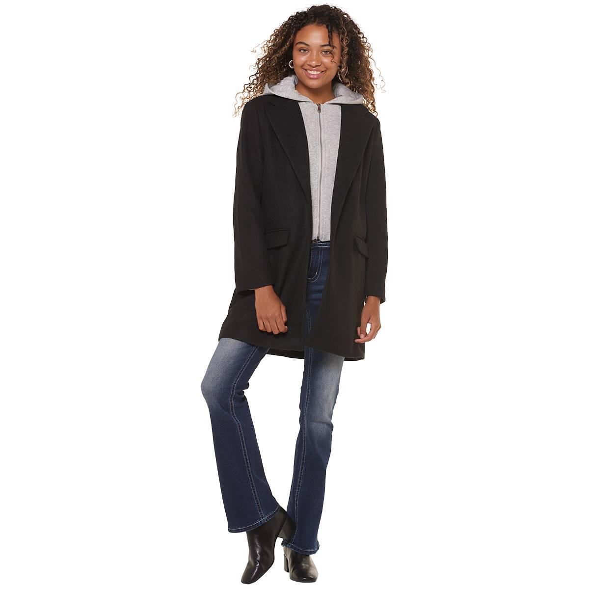 Click here for Juniors Love Tree Faux Wool Long Layered Coat prices