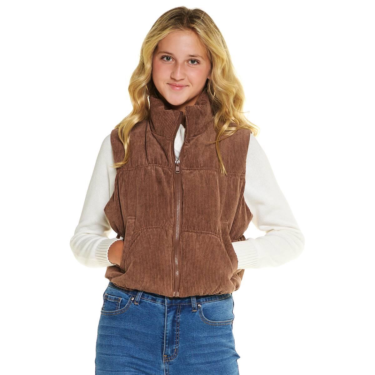 Click here for Juniors Love Tree Corduroy Zip Front Puffer Vest prices