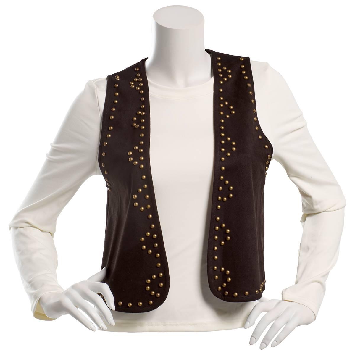 Click here for Juniors Love Tree Stretch Suede Stud Open Vest prices