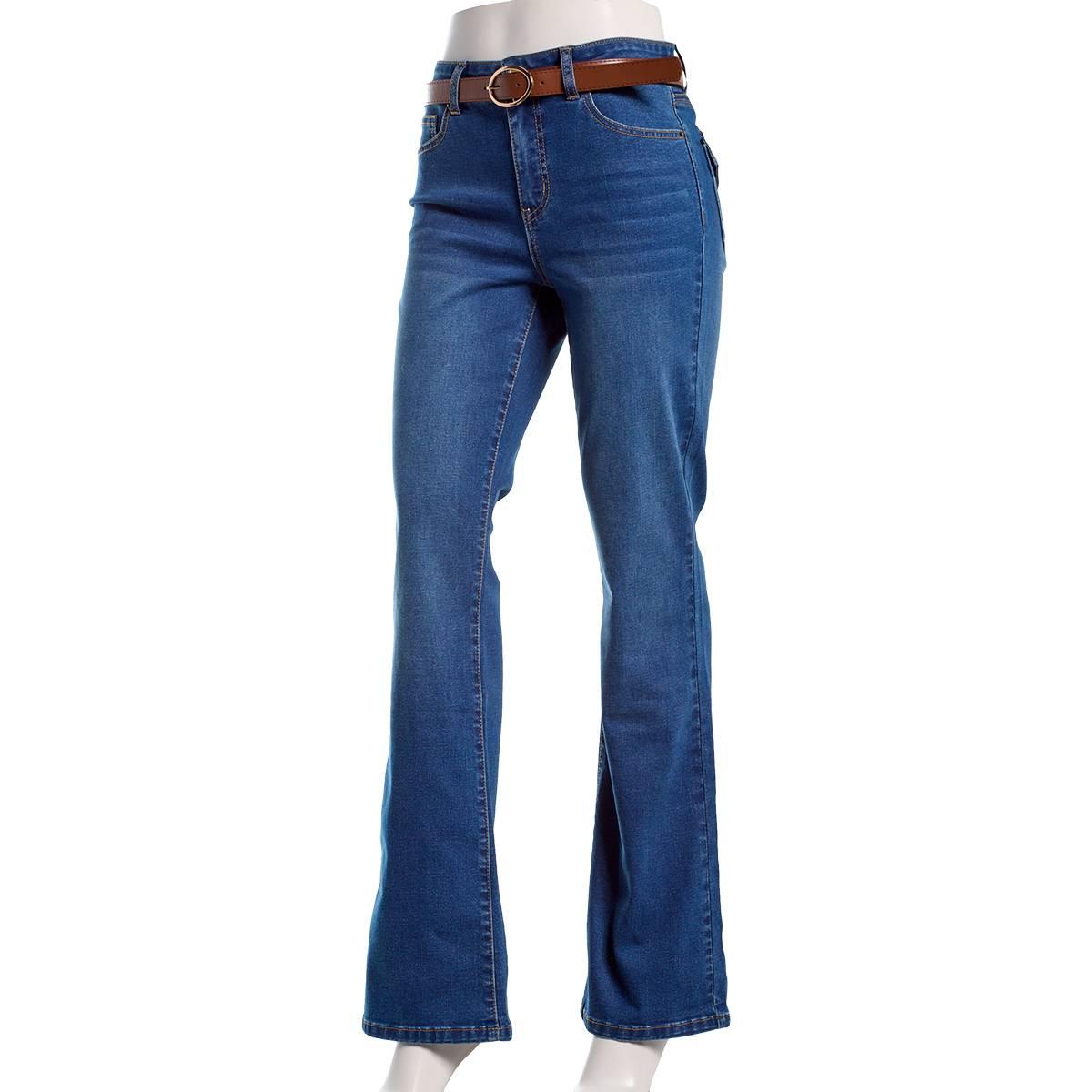 Click here for Womens Bleu Denim Bootcut Belt Flap Pocket Jeans prices