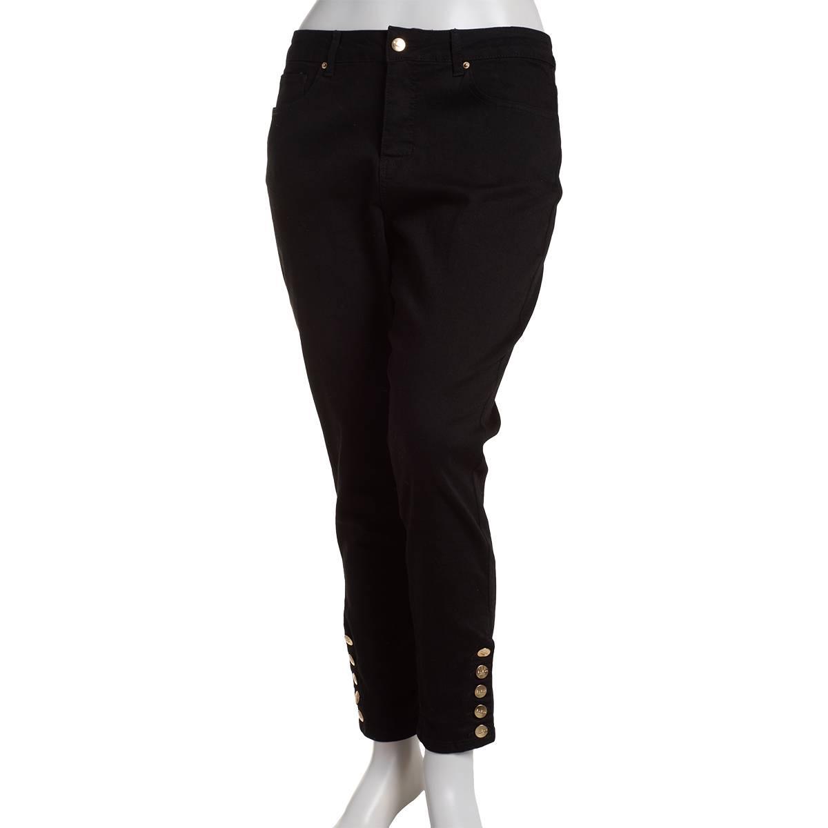 Click here for Plus Size Bleu Denim Skinny Jeans w/5 Gold Buttons prices