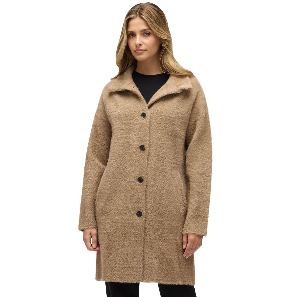 Nvlt Womens Knee Length Patterned Eyelash Coatigan - Solid camel