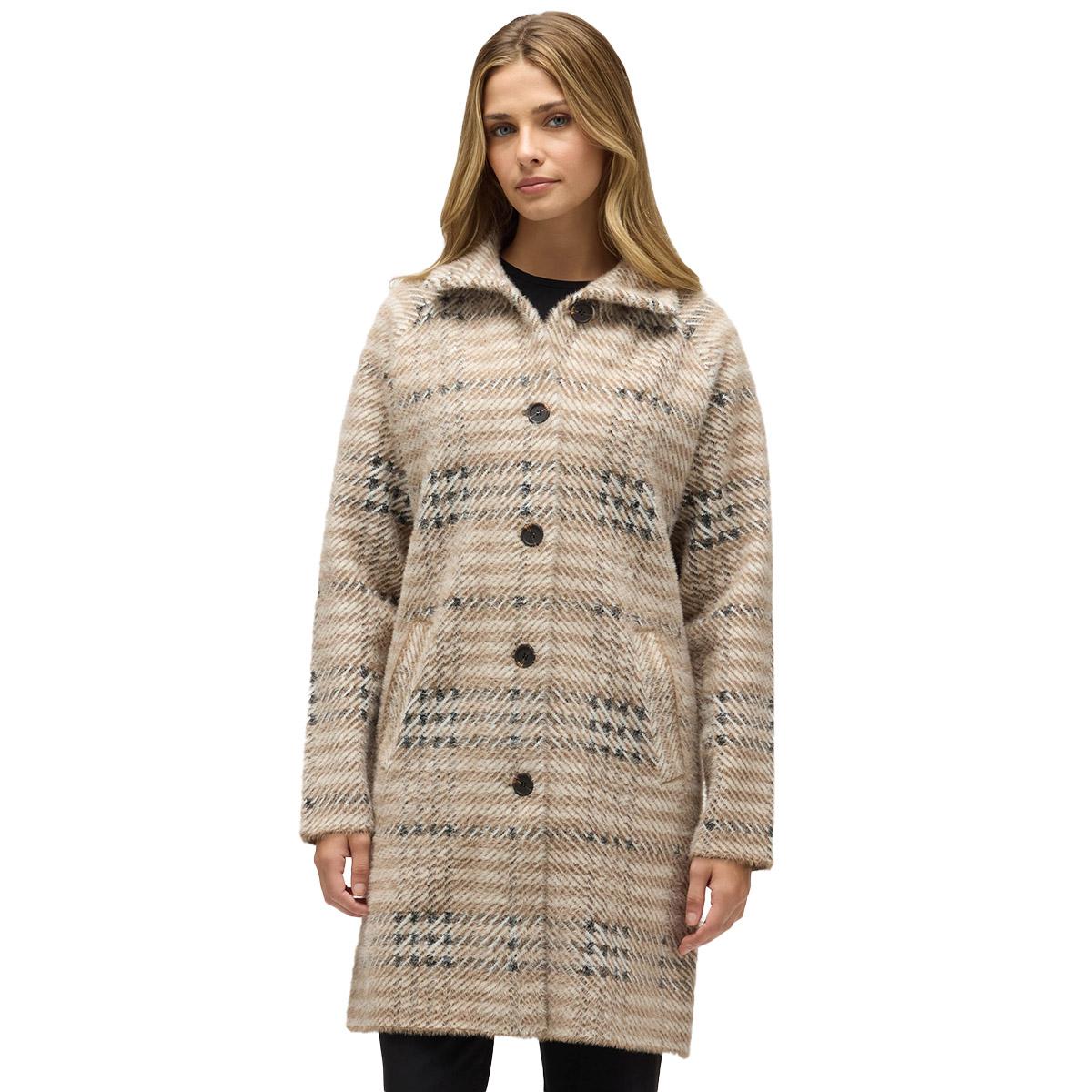 Nvlt Womens Knee Length Patterned Eyelash Coatigan - Natural plaid