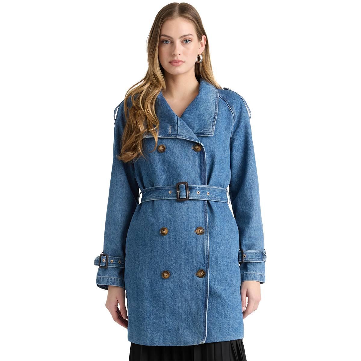 Click here for Womens NVLT Double Breasted Denim Belted Trench Co... prices