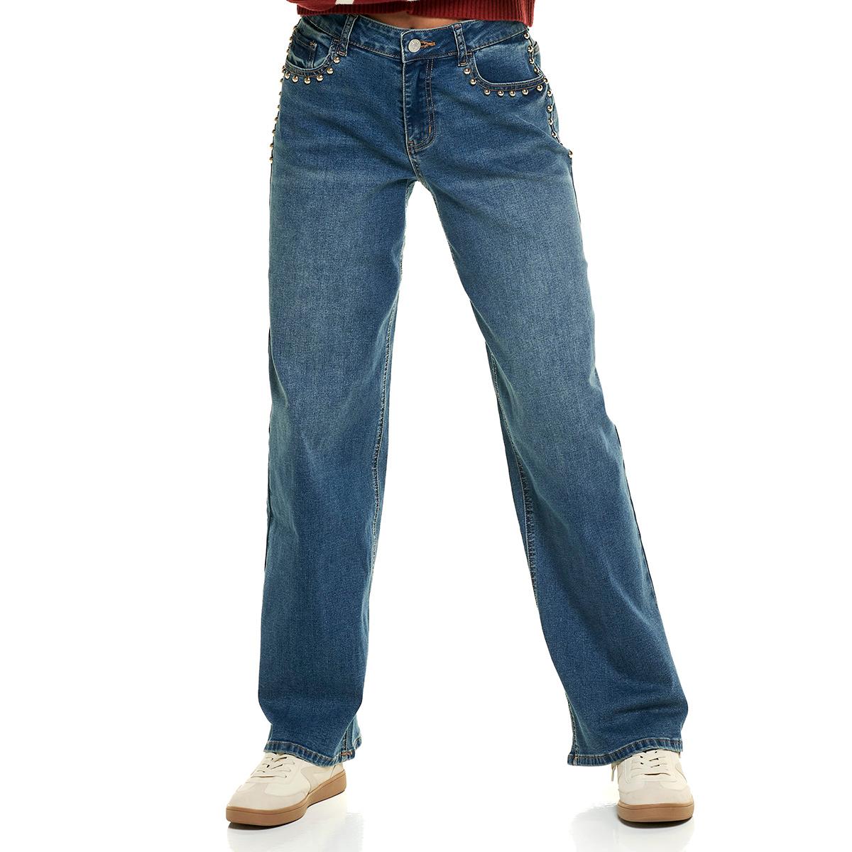 Click here for Juniors Gogo Jeans Studded High Rise Straight Leg... prices
