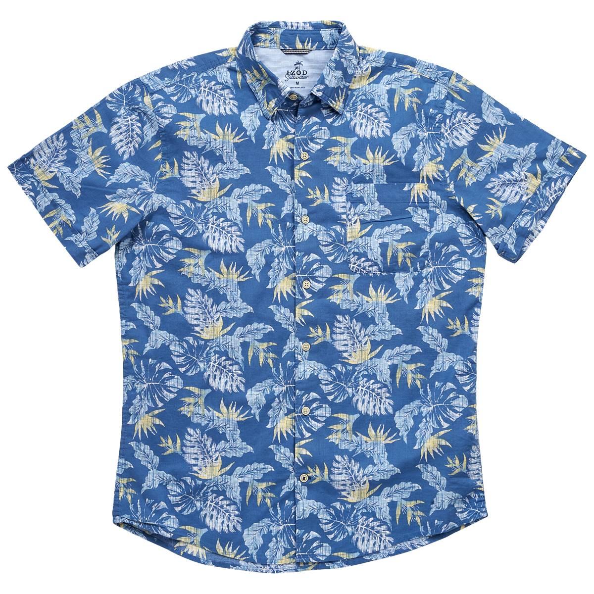 Click here for Mens IZOD(R) Tropical Leaves Chambray Button Down... prices
