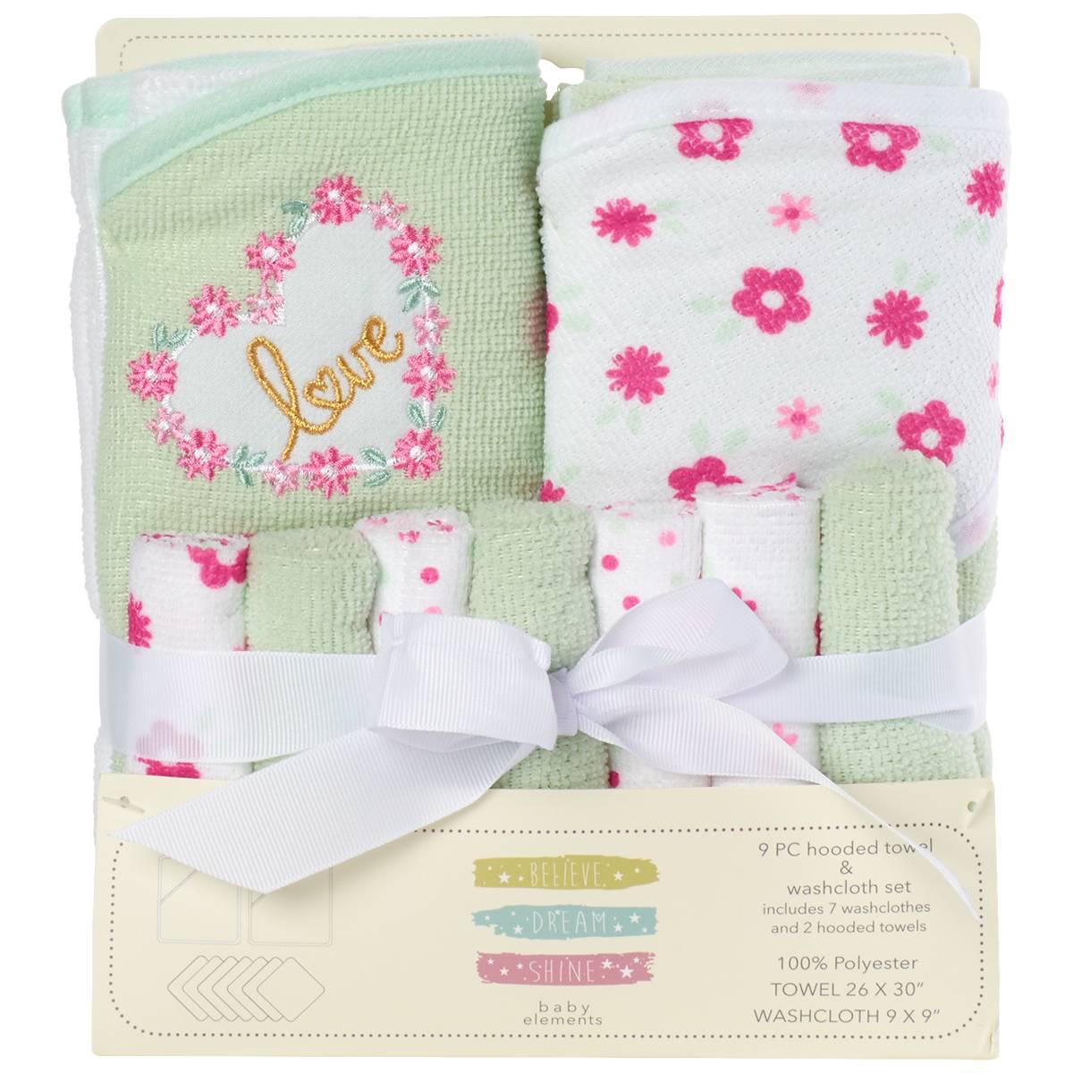 Click here for Baby Elements 9pc. Solid Love & Floral Bath Set prices