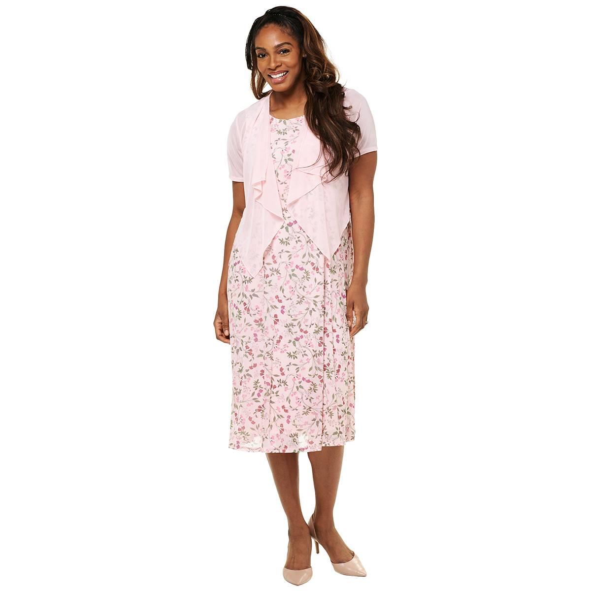 Click here for Womens Harper 241 Sheer Drape Floral Jacket Dress prices