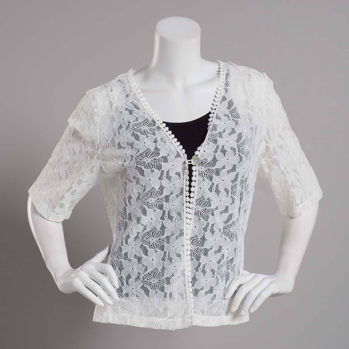 Click here for Womens Harper One Button Floral V-Neck Lace Shrug prices
