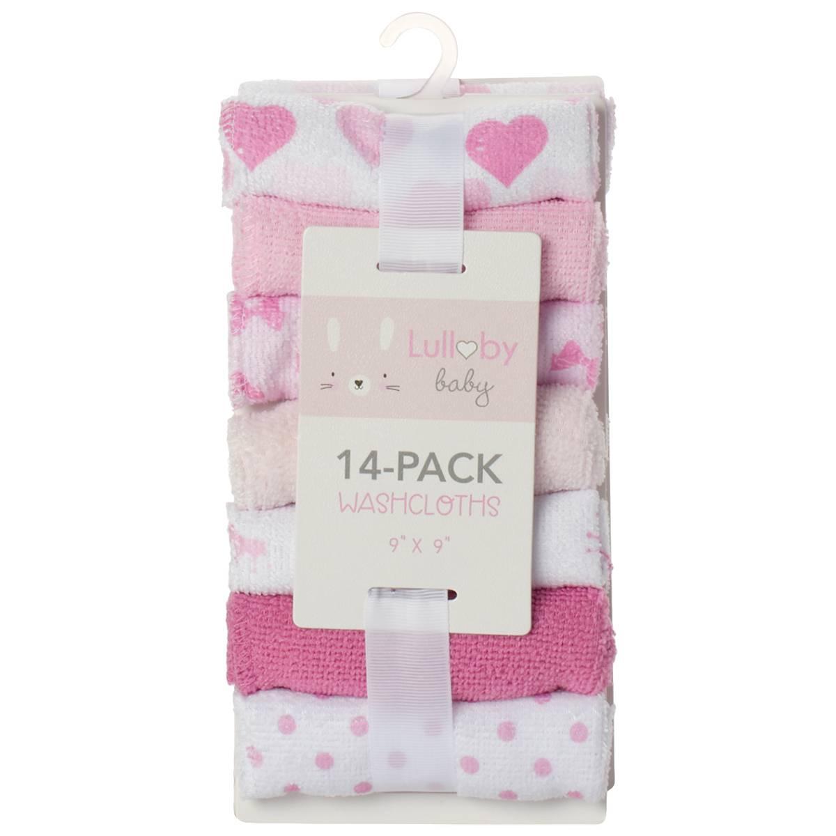Click here for Lullabye Baby 14pk. Hearts/Print/Solid Washcloths prices