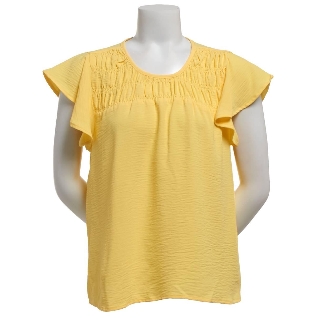 Click here for Petite Ninety Clothing Flutter Sleeve Back Keyhole... prices