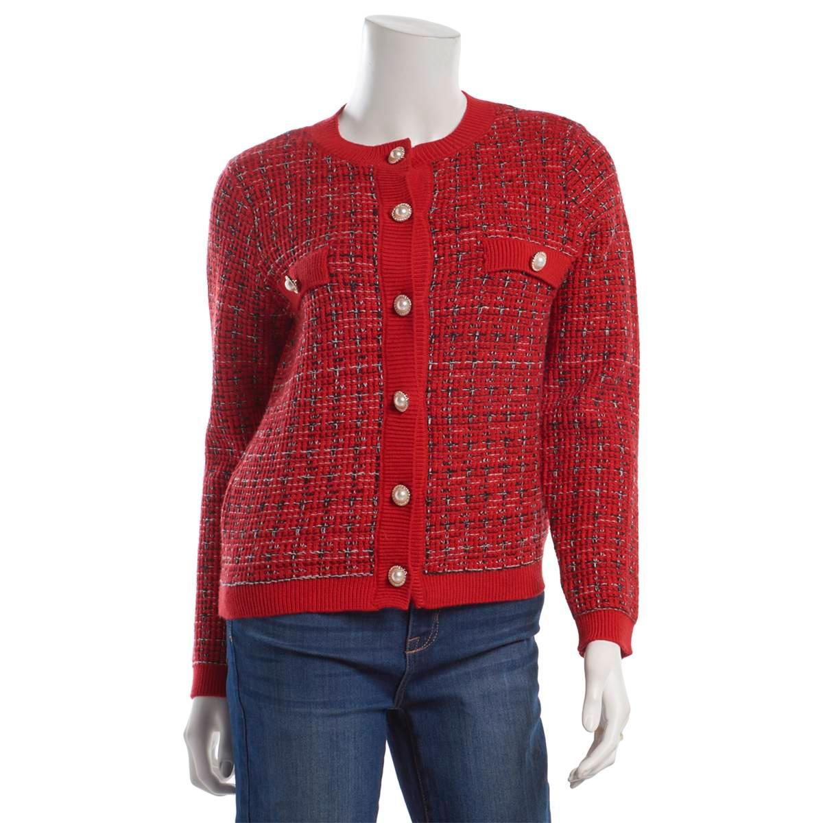 Click here for Petite Birch Long Sleeve Plaid Lady Like Cardigan prices