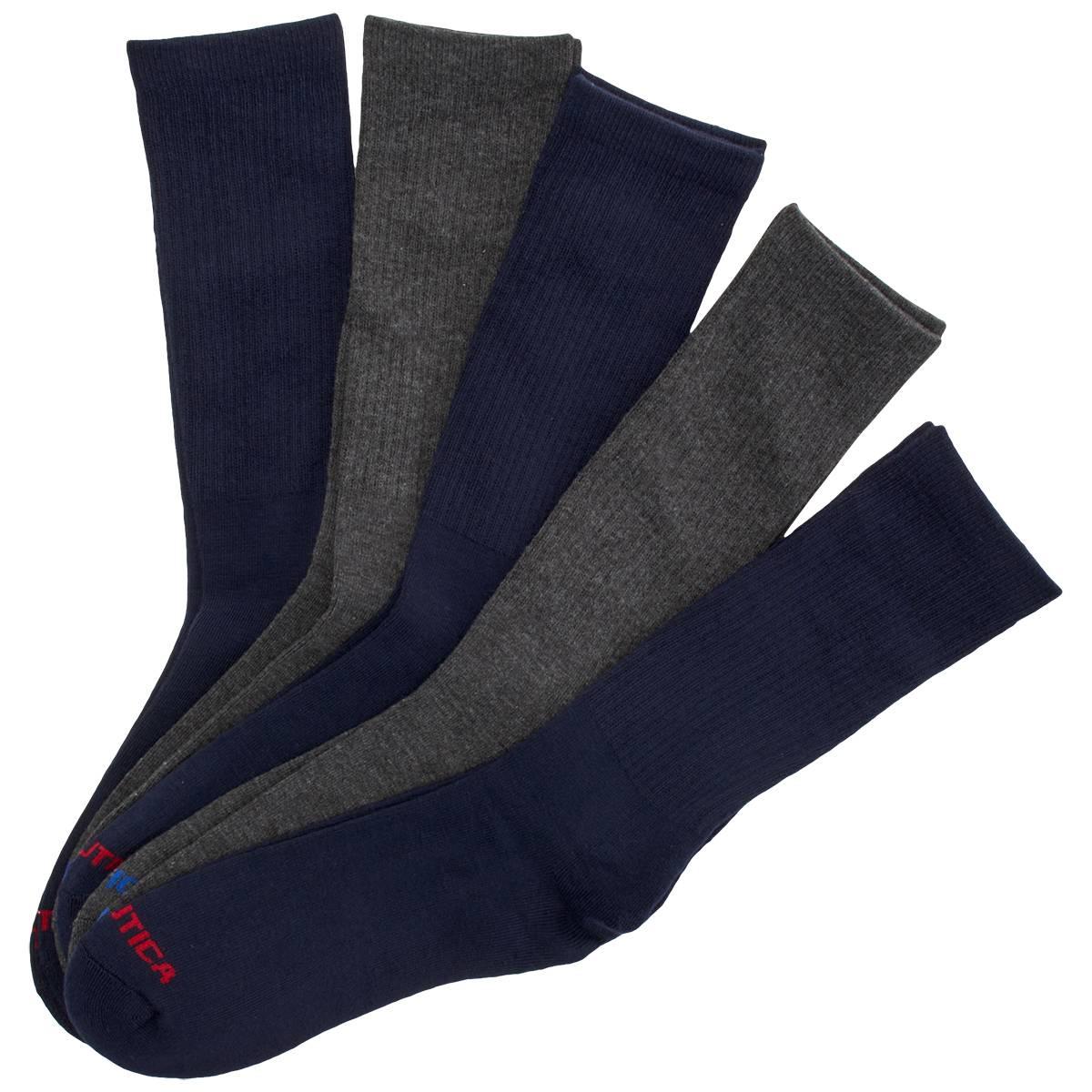 Click here for Mens Nautica 5pk. Athletic Crew Socks - Grey/Blue prices