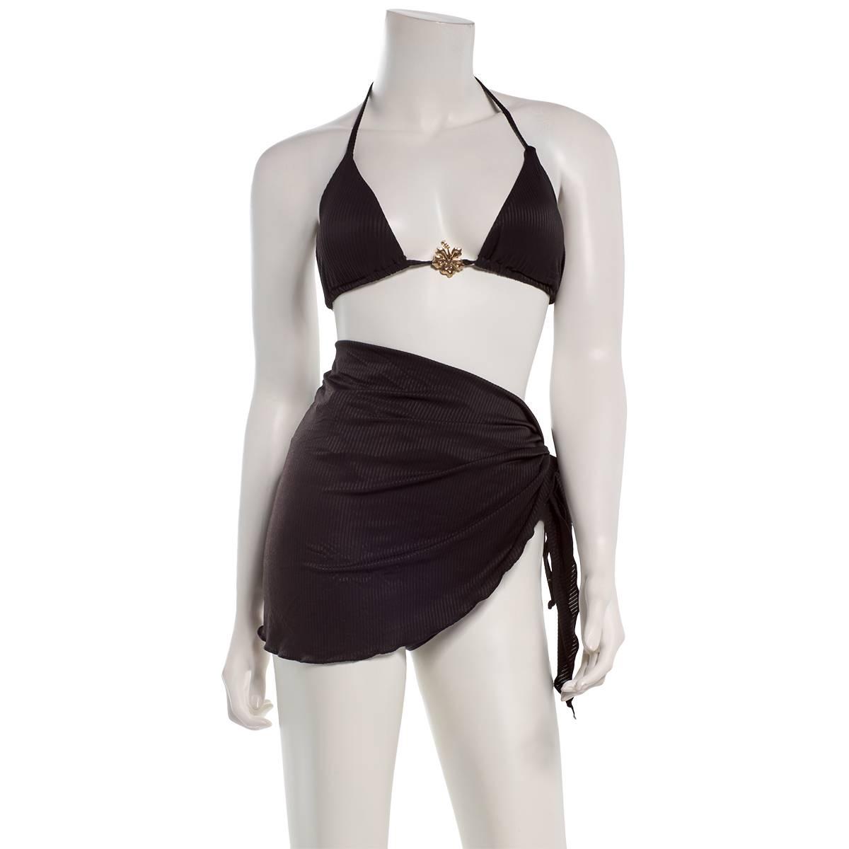 Click here for Juniors Mykonos Blue 3pc. Black Swim Set with Saro... prices