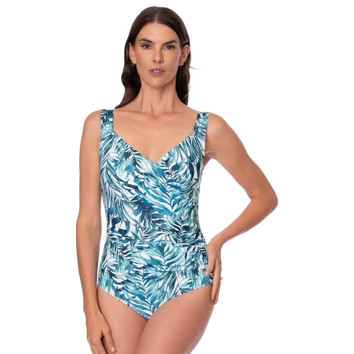 Click here for Womens Jantzen Palm Camouflage Surplice Neck One P... prices