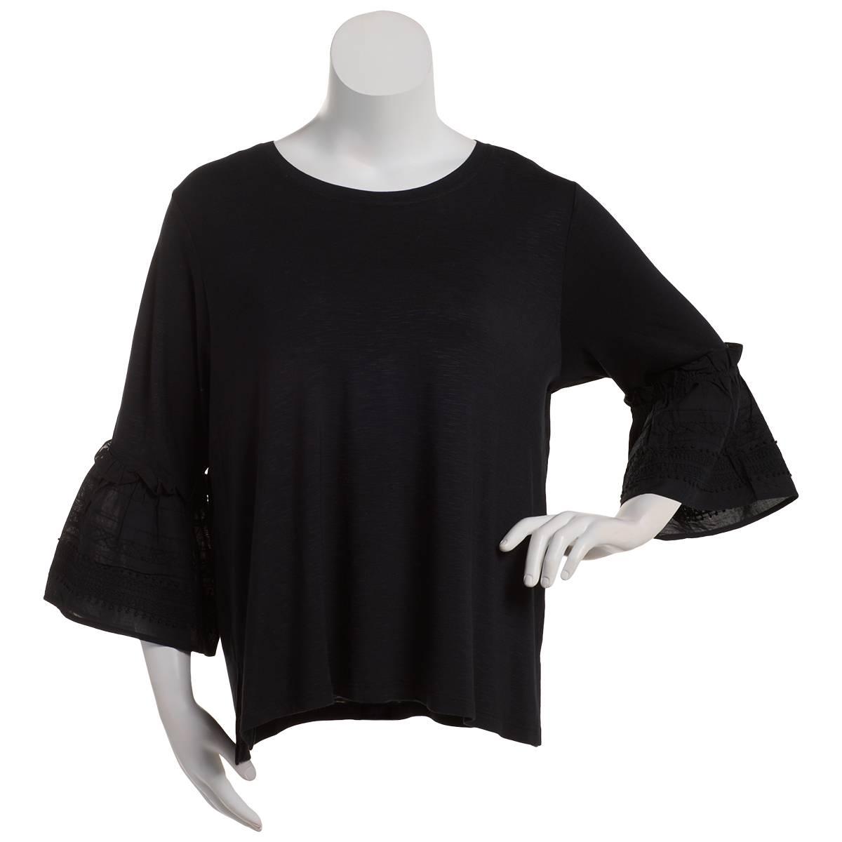 Click here for Plus Size Stella & Ginger 3/4 Ruffle Trim Bell Sle... prices
