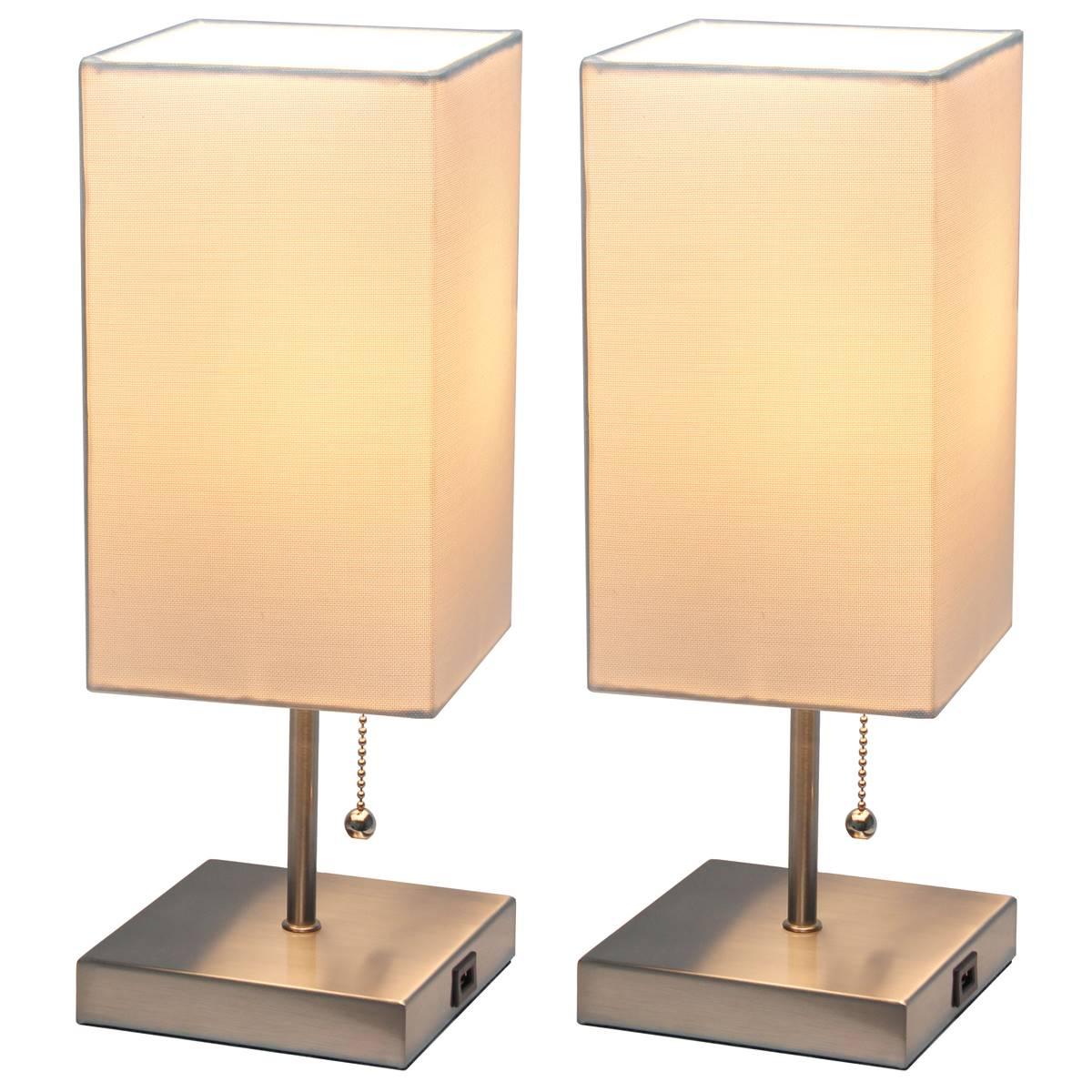 Simple Designs Petite Stick Lamps w/USB Port - Set of 2