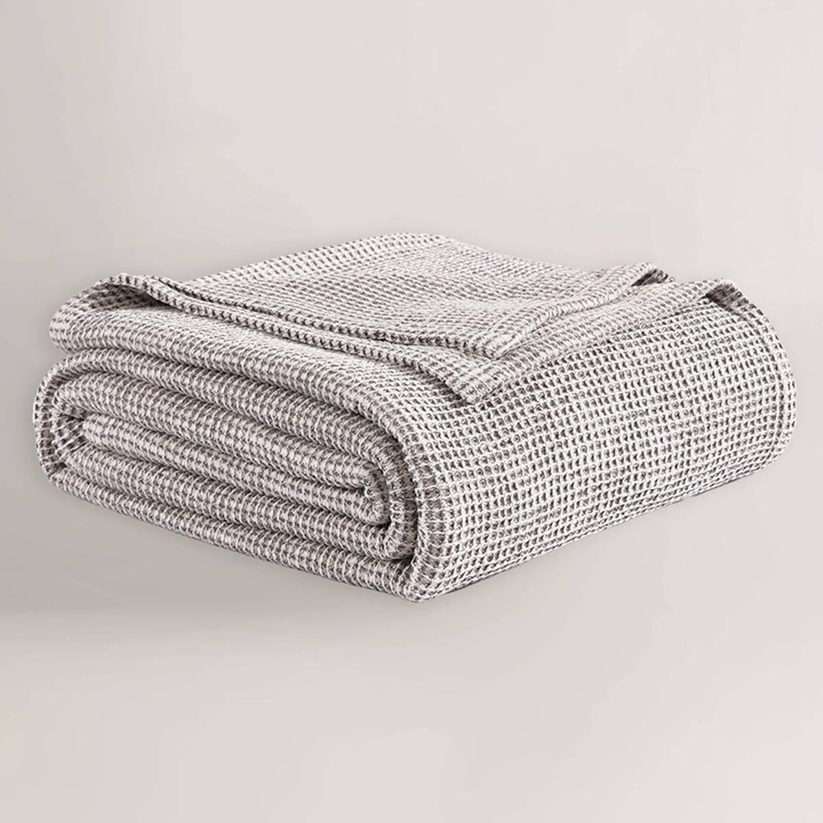 Click here for Organic Cotton Washed Waffle Blanket - Grey prices